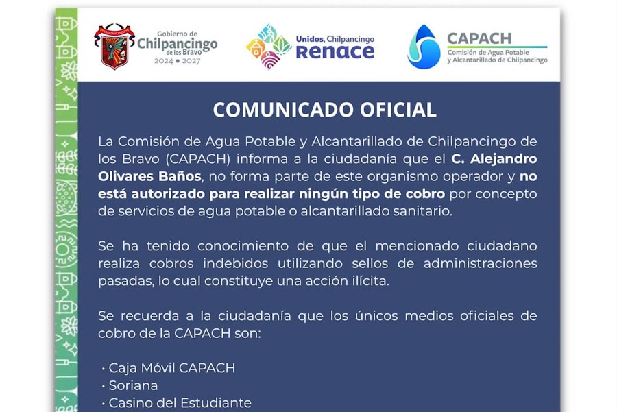 Alerta la CAPACH cobros indebidos por ciudadano que utiliza sellos de ...
